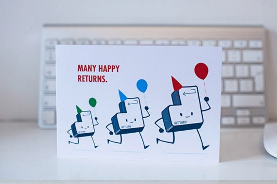 QWERKY Computer Key Greetings Card RETURN - Etsy