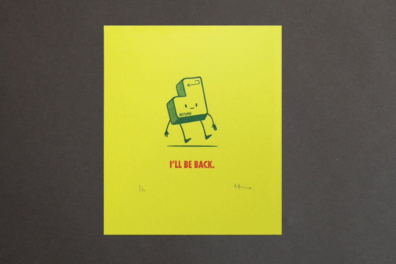 Return i'll Be Back Computer Key Gocco Print - Etsy