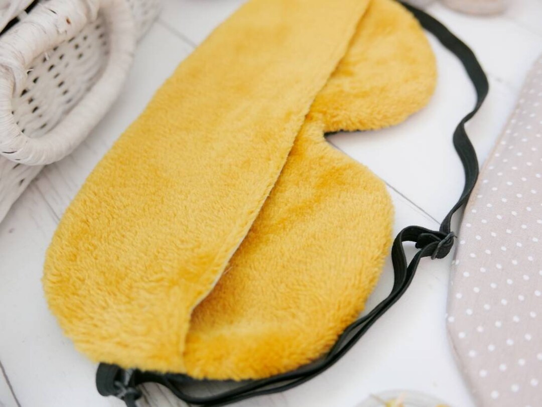 Yellow Cuddle Fleece Weighted Sleep Mask, Aromatherapy Eye Pillow - Etsy