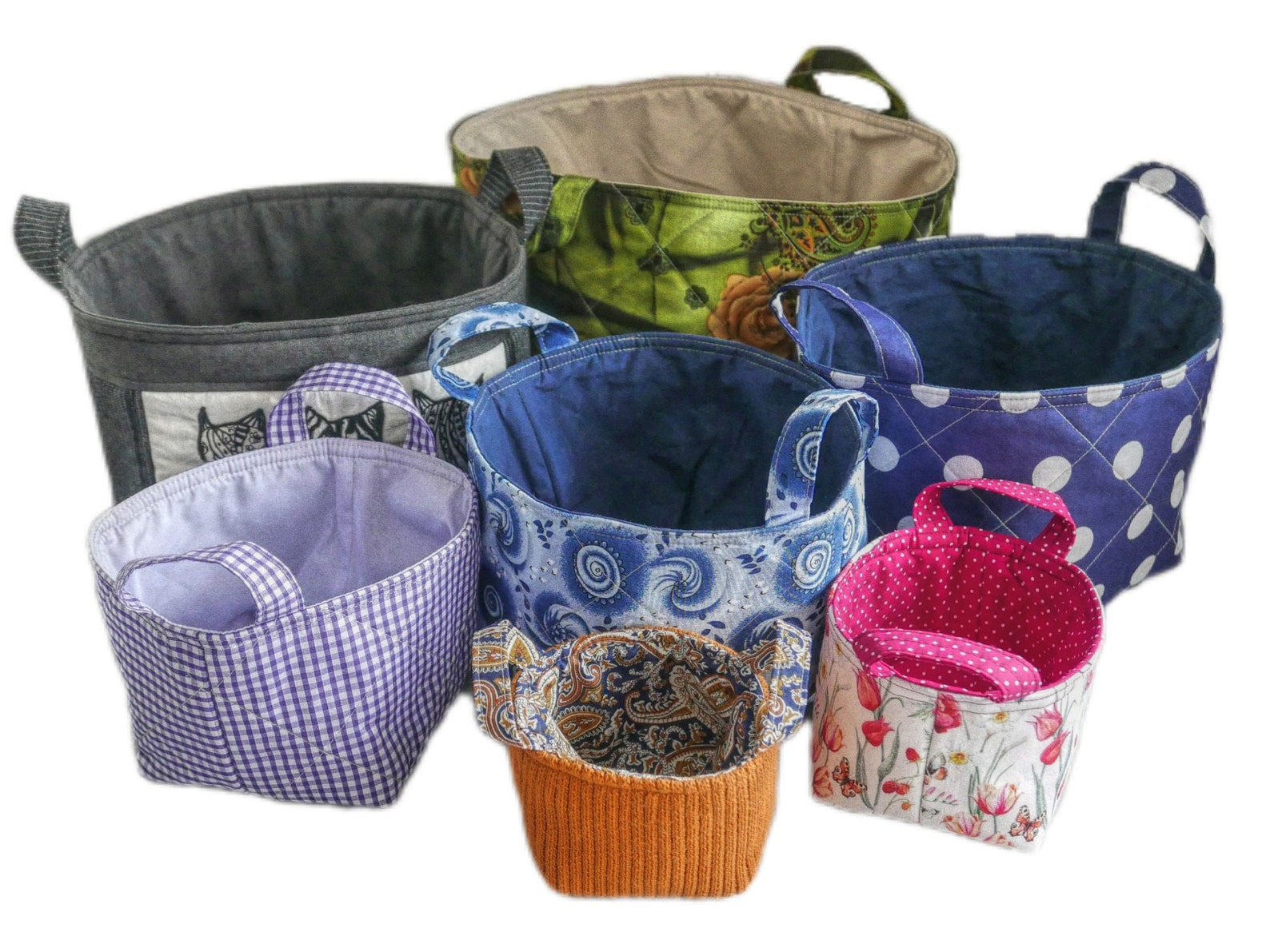 Fabric Basket Sewing Pattern: 7 Sizes, Lined Drawstring Bag (PDF ...