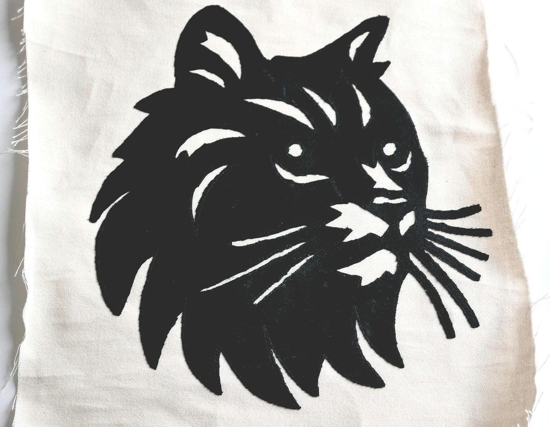 Large Cat Head Appliqué Sewing Pattern: Raw Edge Tutorial (PDF Download ...
