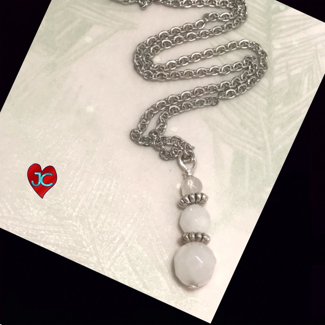 Snowman Faceted Snow Quartz Necklace White Gemstone Bar 3 - Etsy