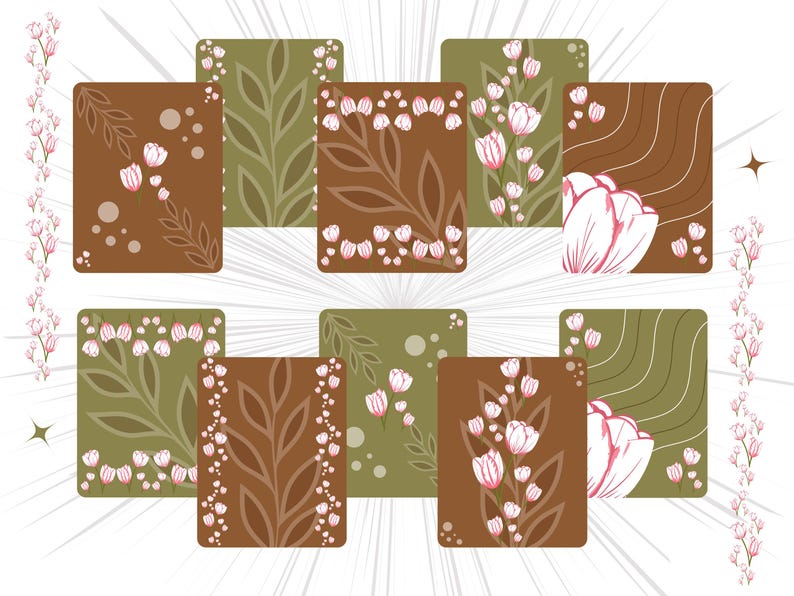 Flower Digital Dashboard Paper Pack | Seamless Flower Patterns ...
