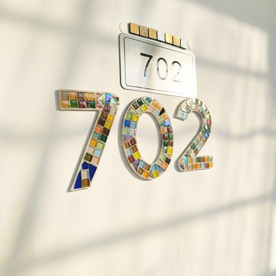 Custom Mosaic House Numbers DIY Kit, Colorful Stained Glass Tiles ...