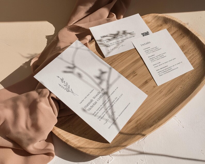 QR Code Wedding Invitation Bundle - Contemporary Wedding Invite Set ...