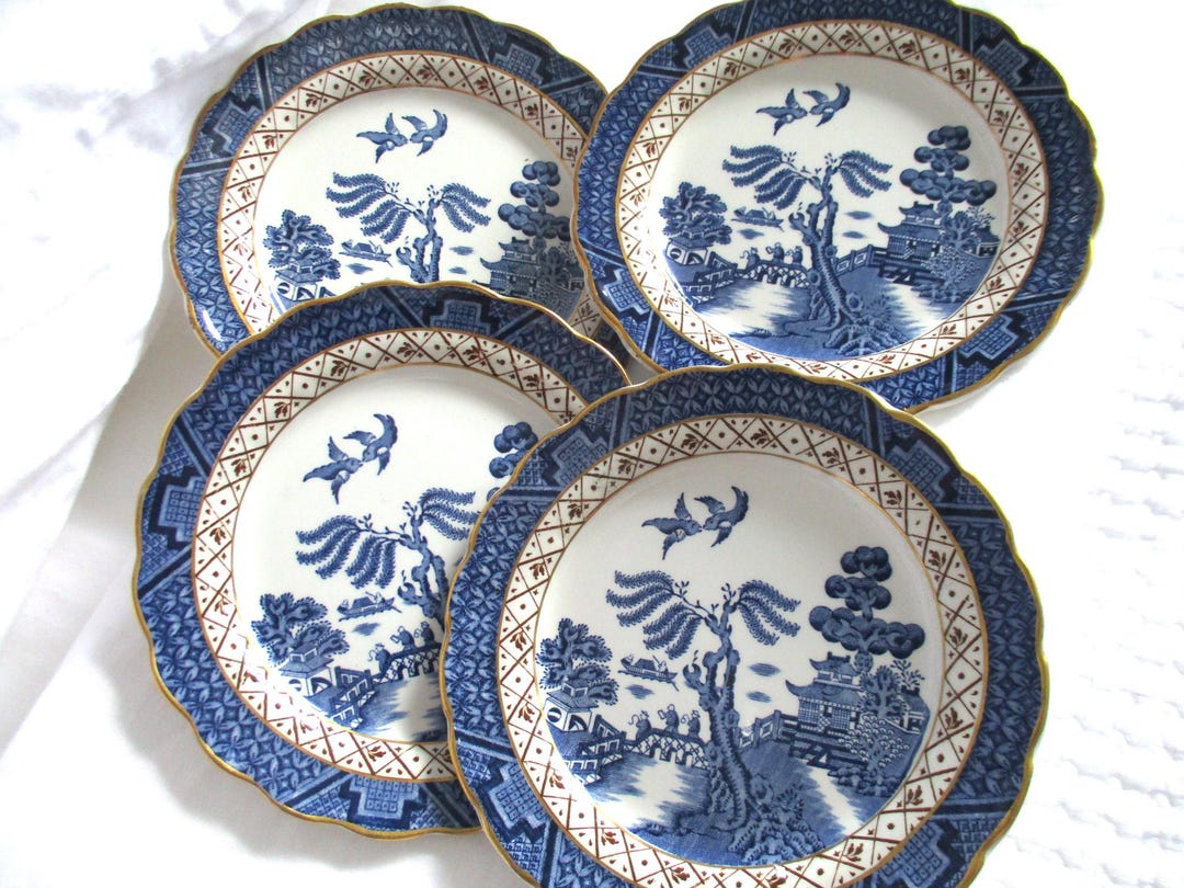4 Antique Side Plates 6, Booth's Real Old Willow, Made in England ...