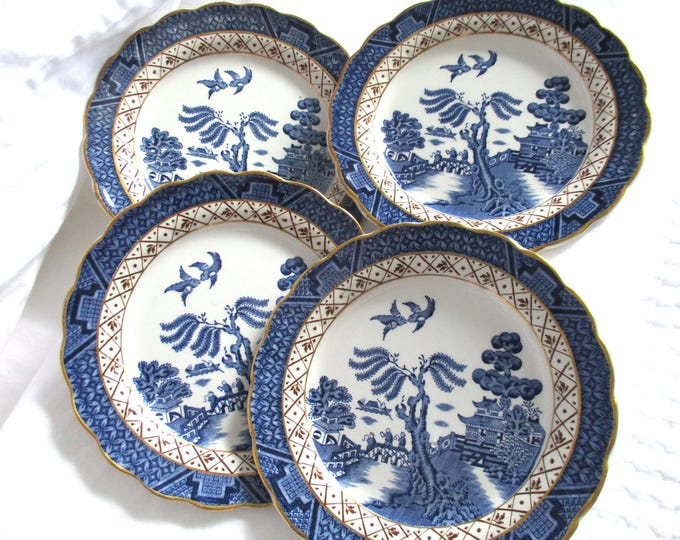 4 Antique Side Plates 6", Booth's Real Old Willow, Made in England ...