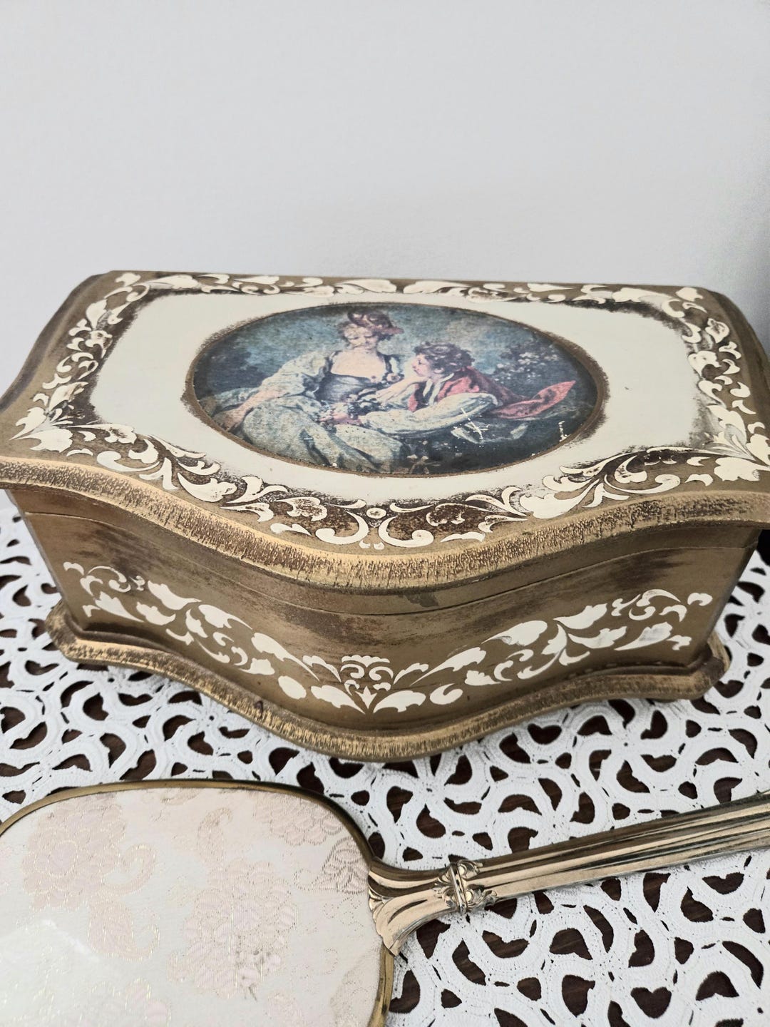 Vintage Florentine Musical Jewelry Box, 2 Tier, Excellent Condition - Etsy