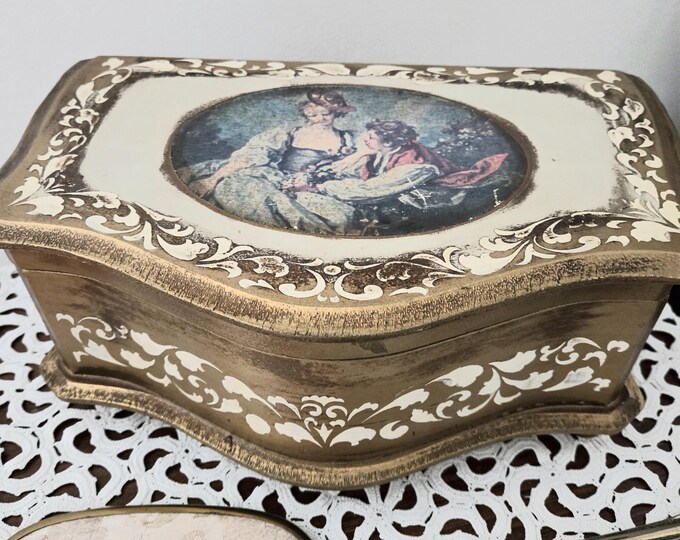 Vintage Florentine Musical Jewelry Box, 2 Tier, Excellent Condition - Etsy