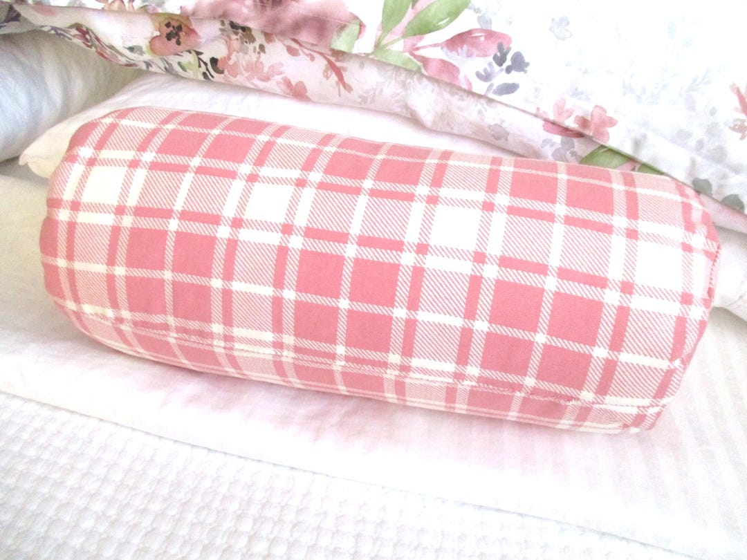 14" Custom Bolster, Pink and White Plaid, Bed Decor, Custom Made - Etsy