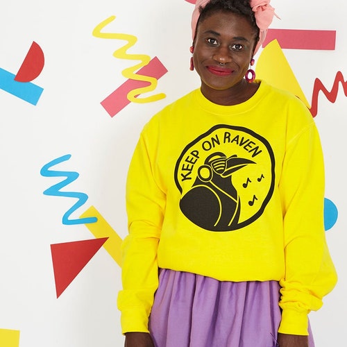 Keep on Raven Sweater Yellow Raver Jumper | Etsy UK