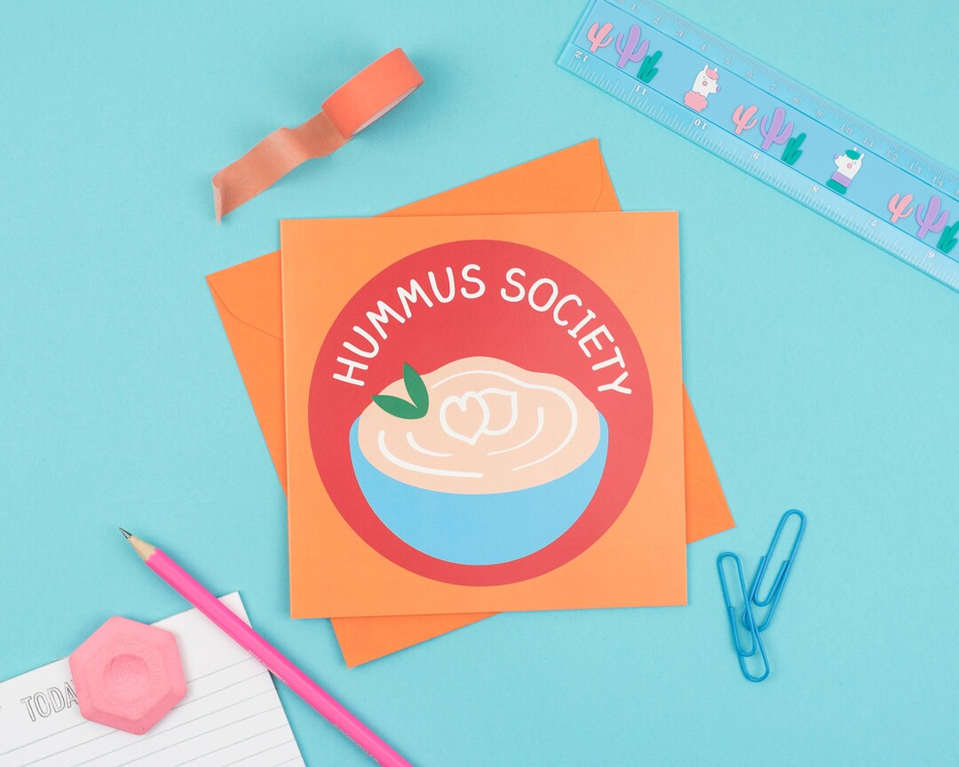 Hummus Society Card, Houmous Card, Funny Vegan Veggie Card, Hummous ...