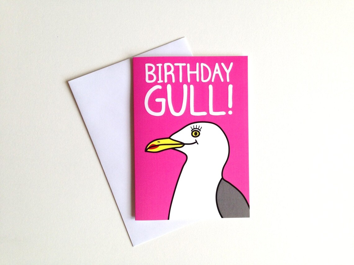 Birthday Girl Card Cute Seagull Birthday Card Happy Birthday - Etsy