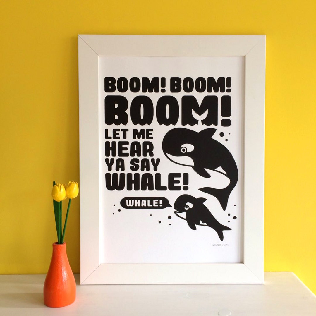 Whale Screenprint, Whale Print, Funny Music Poster, 90s Music Poster ...