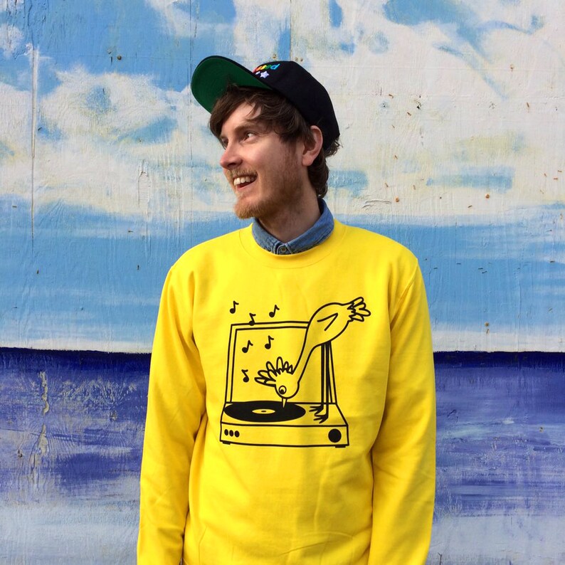 Record Vinyl Jumper Yellow Music Sweater - Etsy