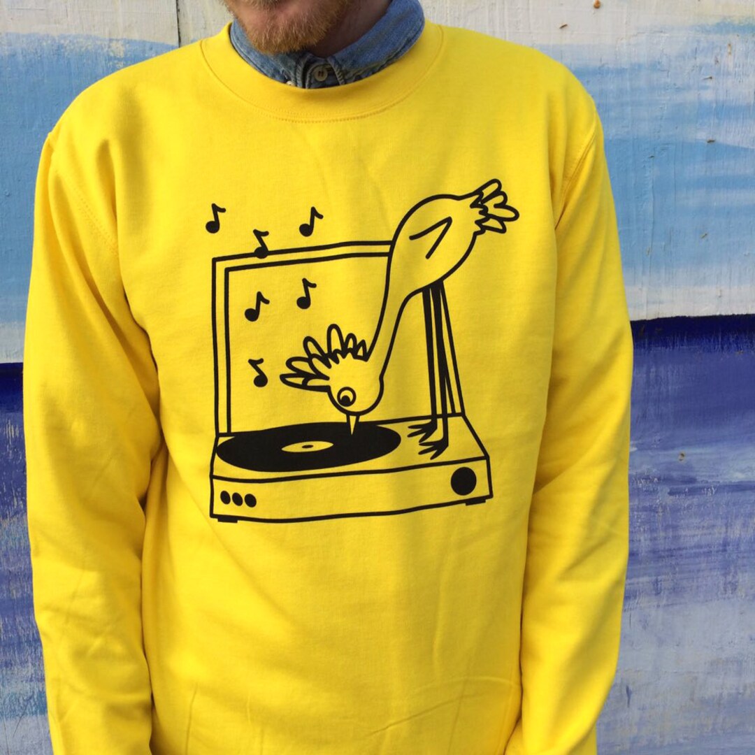 Record Vinyl Jumper, Yellow Music Sweater - Etsy