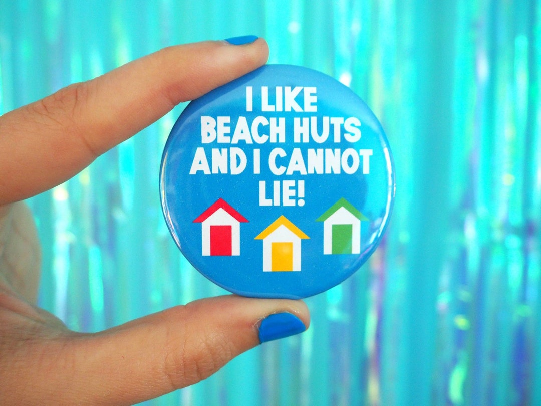 Beach Huts Badge, Funny Button Badge - Etsy