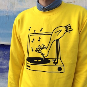 Record Vinyl Jumper, Yellow Music Sweater - Etsy