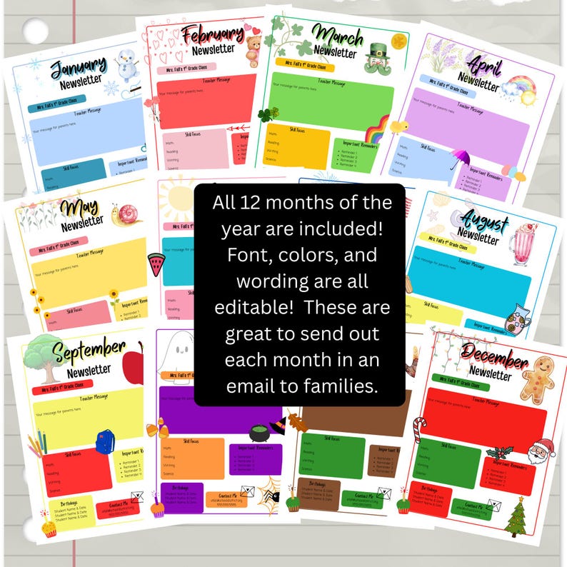 Monthly Newsletter Templates - Etsy