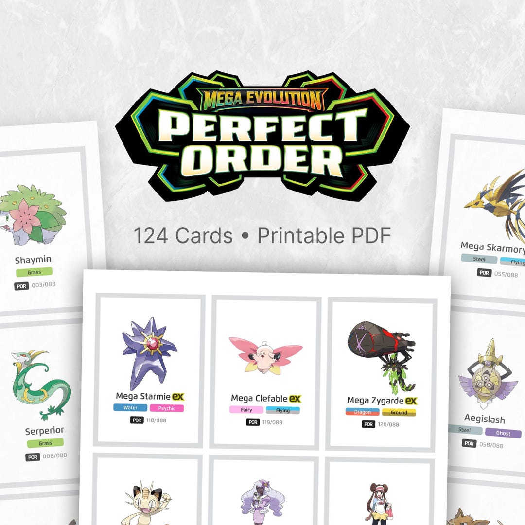 Printable Pokémon Perfect Order Placeholder Cards | Mega Evolution Card ...