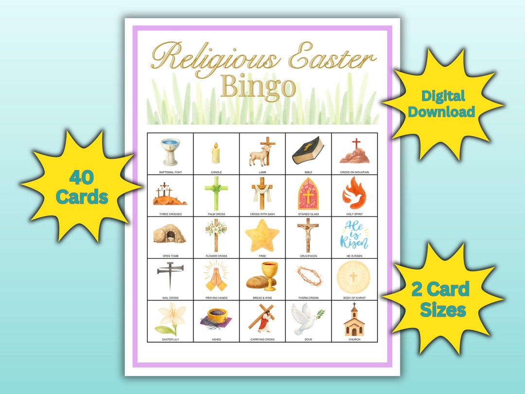Religious Easter Bingo Printable, Christian or Catholic Easter Game for ...