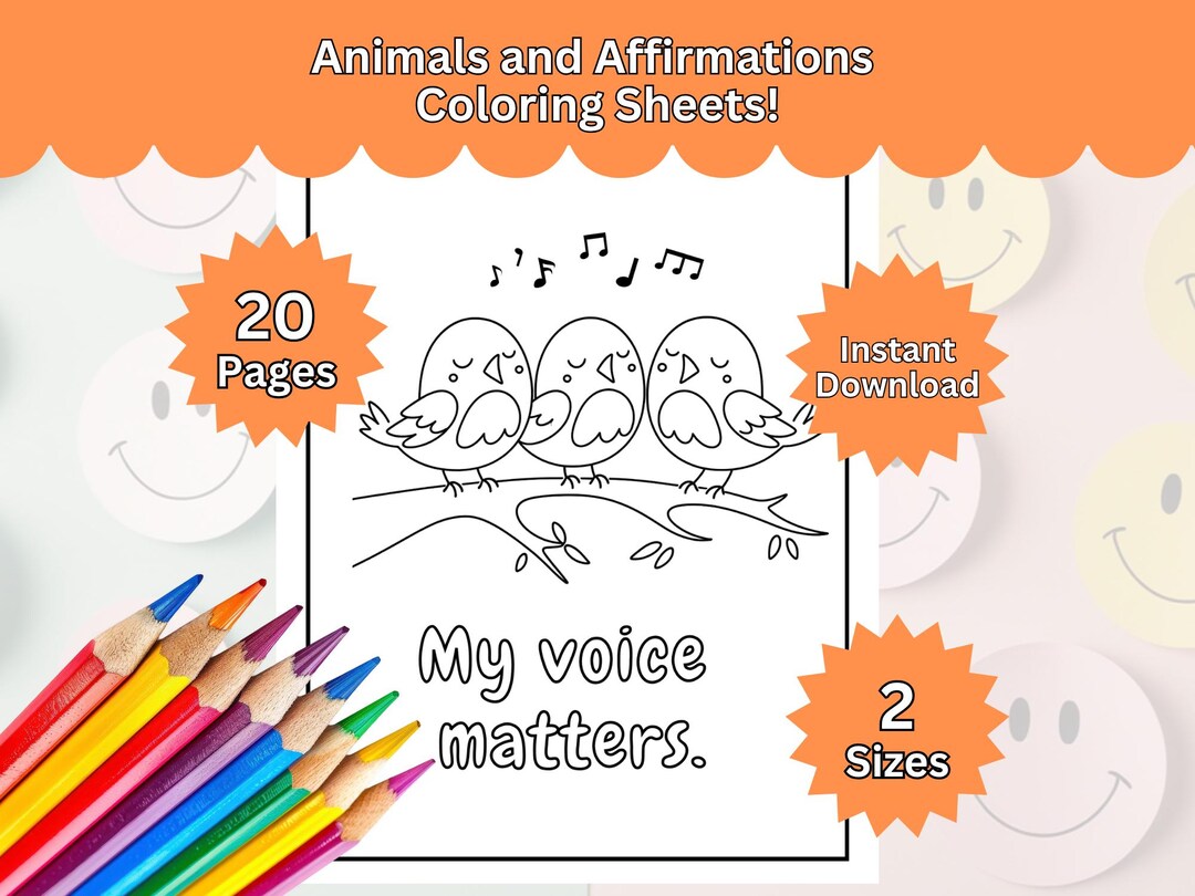 Kids Affirmation Coloring Pages Printable PDF | Animal Coloring Pages ...