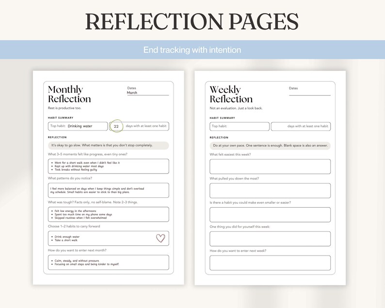 Habit Tracker Printable Bundle A4 A5 Daily Weekly Monthly Reflection ...