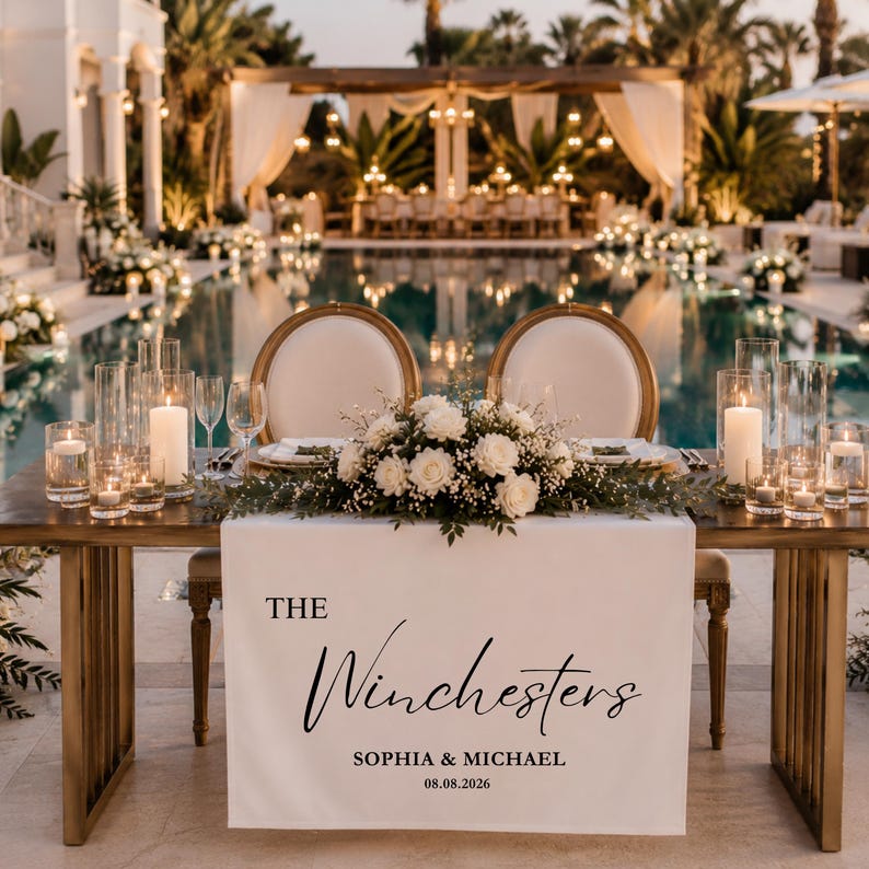 Custom Wedding Table Runner, Personalized Sweetheart Table Banner ...