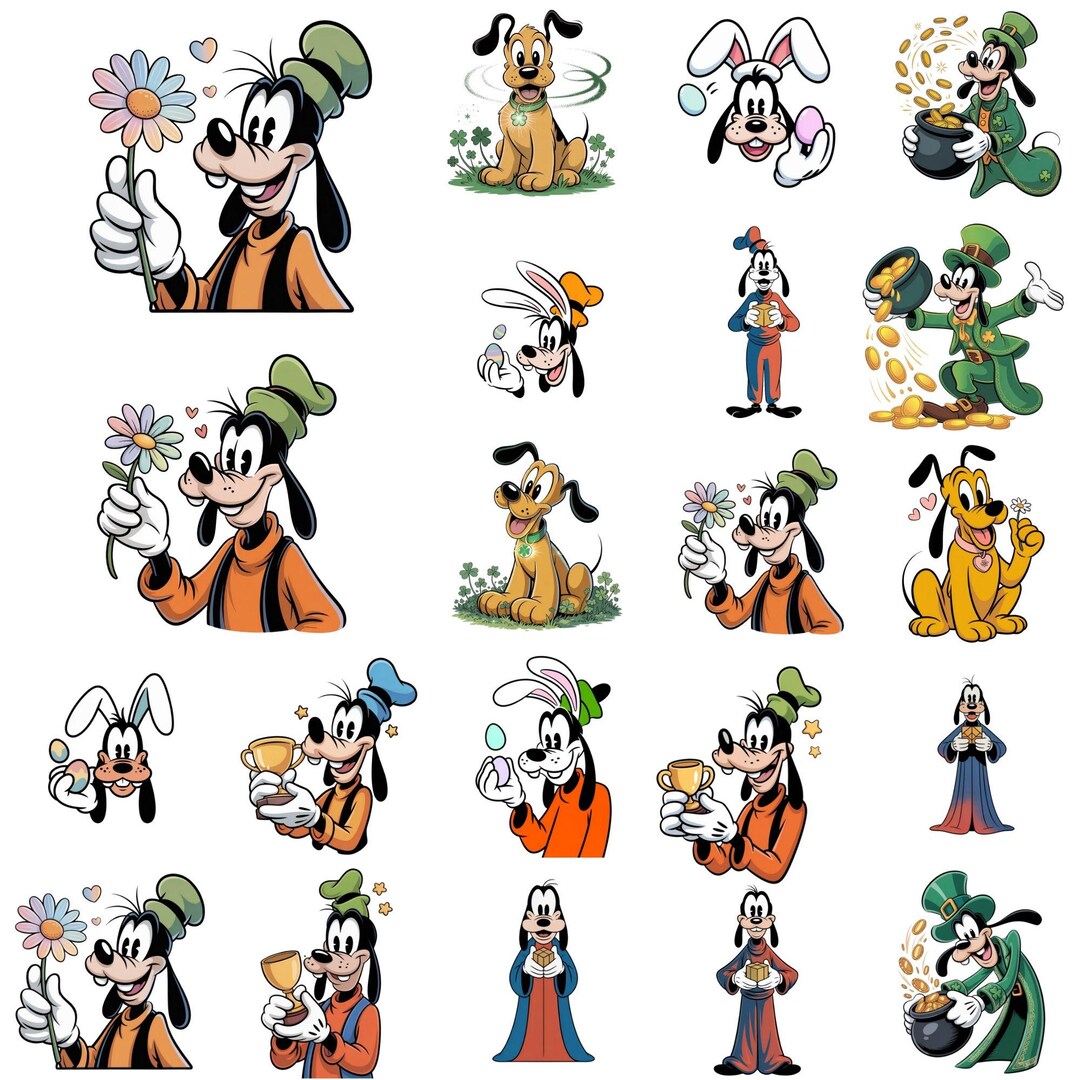 Goofy Pluto PNG Bundle, Easter St Patrick Clipart, Cute Cartoon Holiday ...