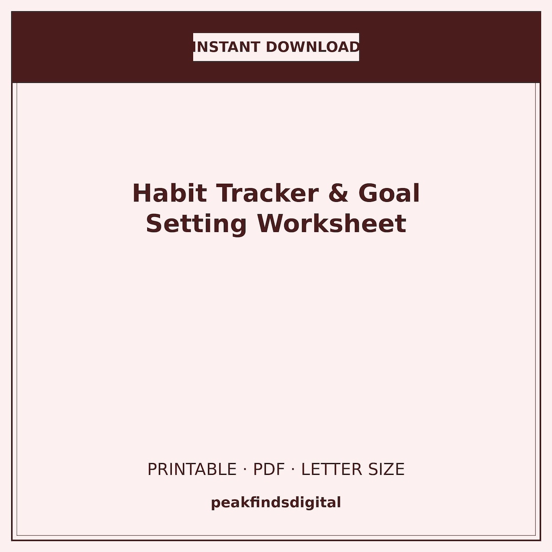 Habit Tracker & Goal Setting Worksheet | Daily Routine Planner | Self ...