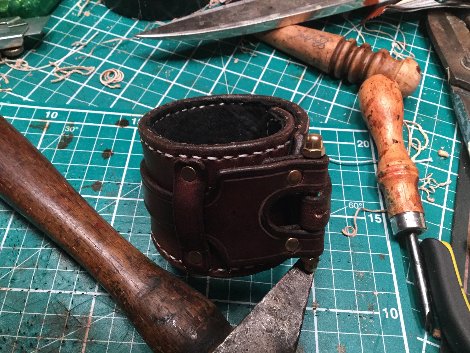 Handmade Steampunk Industrial Cuff Lined in Suede, Steampunk Leather ...