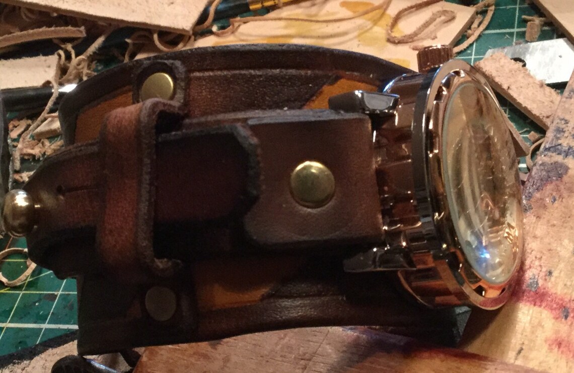 Fallout inspired unisex wrist watch made from full grain veg | Etsy