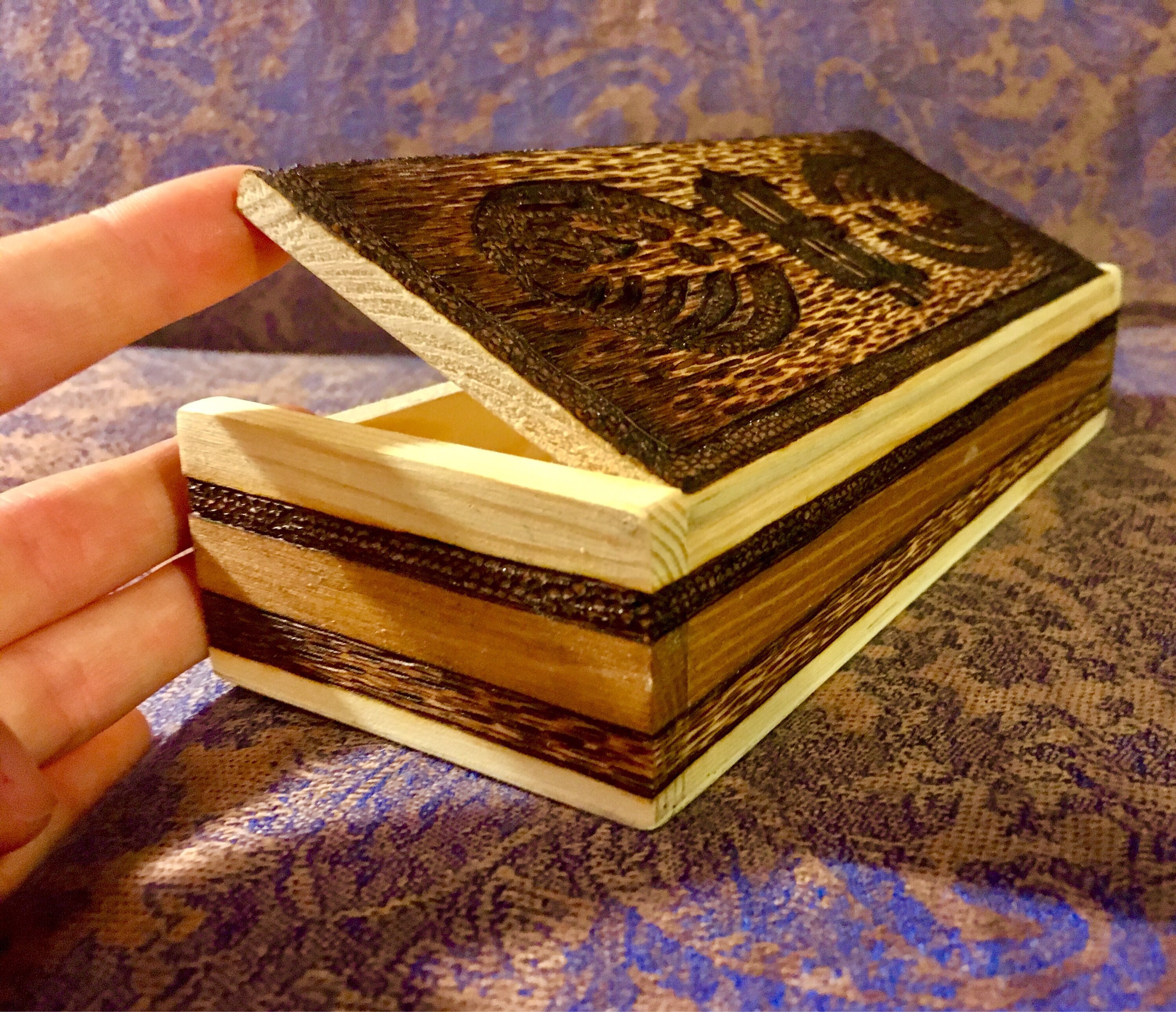 Hand Wood-burned Medium Size Wooden Box | Etsy