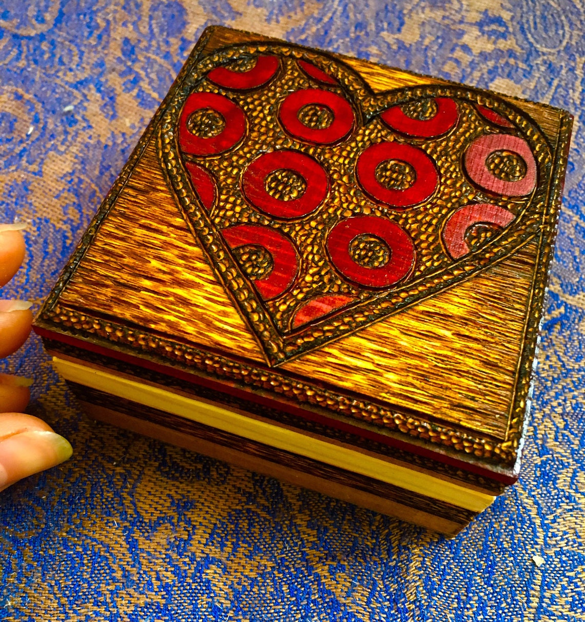 PHISH Fishman DONUTS in Heart Hand Wood Burned Wooden Box | Etsy