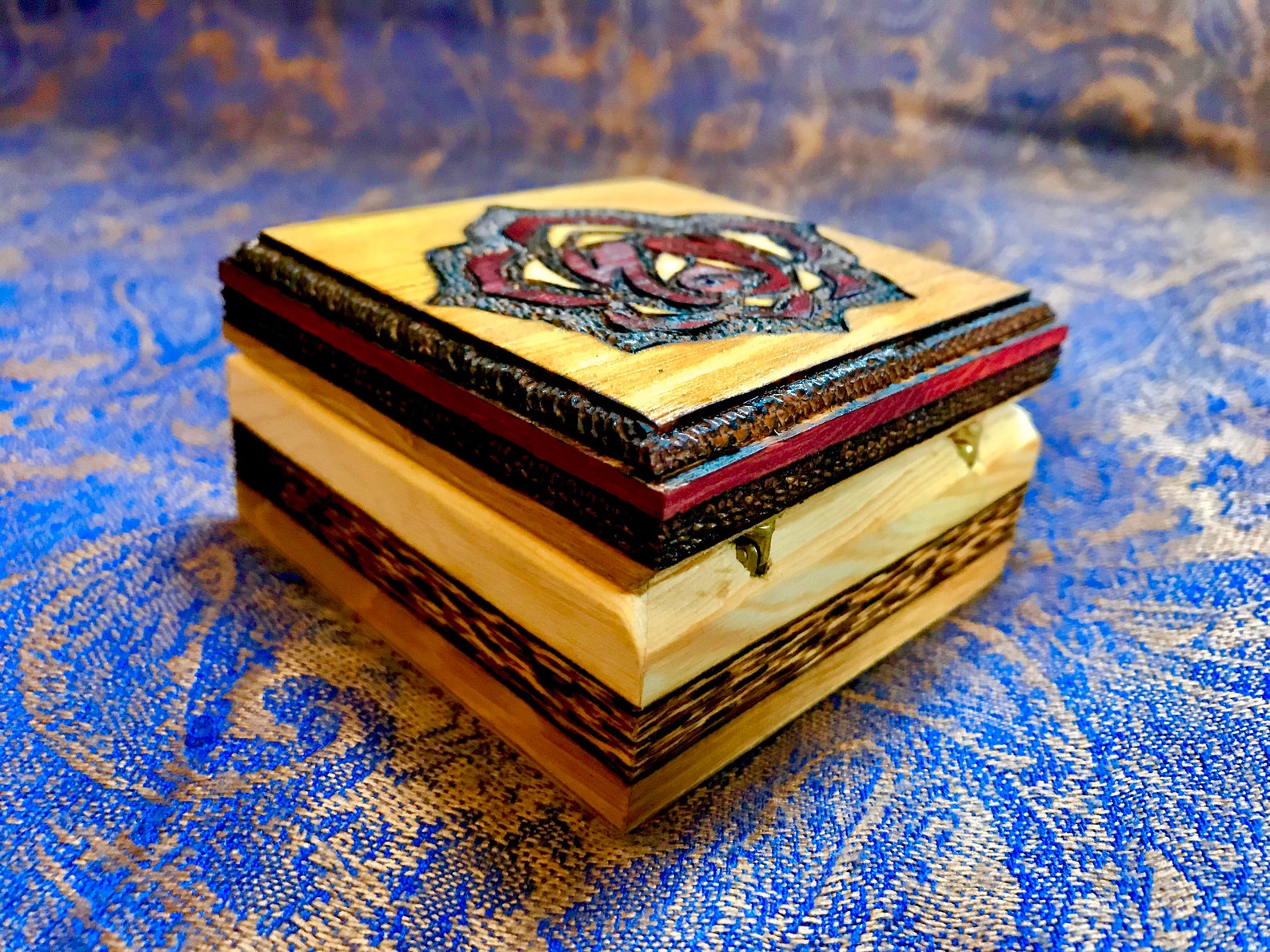 ROSE WaterColor Hand WoodBurned Box | Etsy