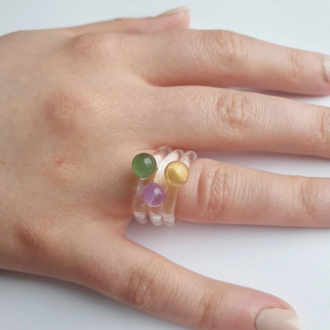Handmade Glass Ring, Dainty Glass Ring, Stacking Ring, Contemporary ...