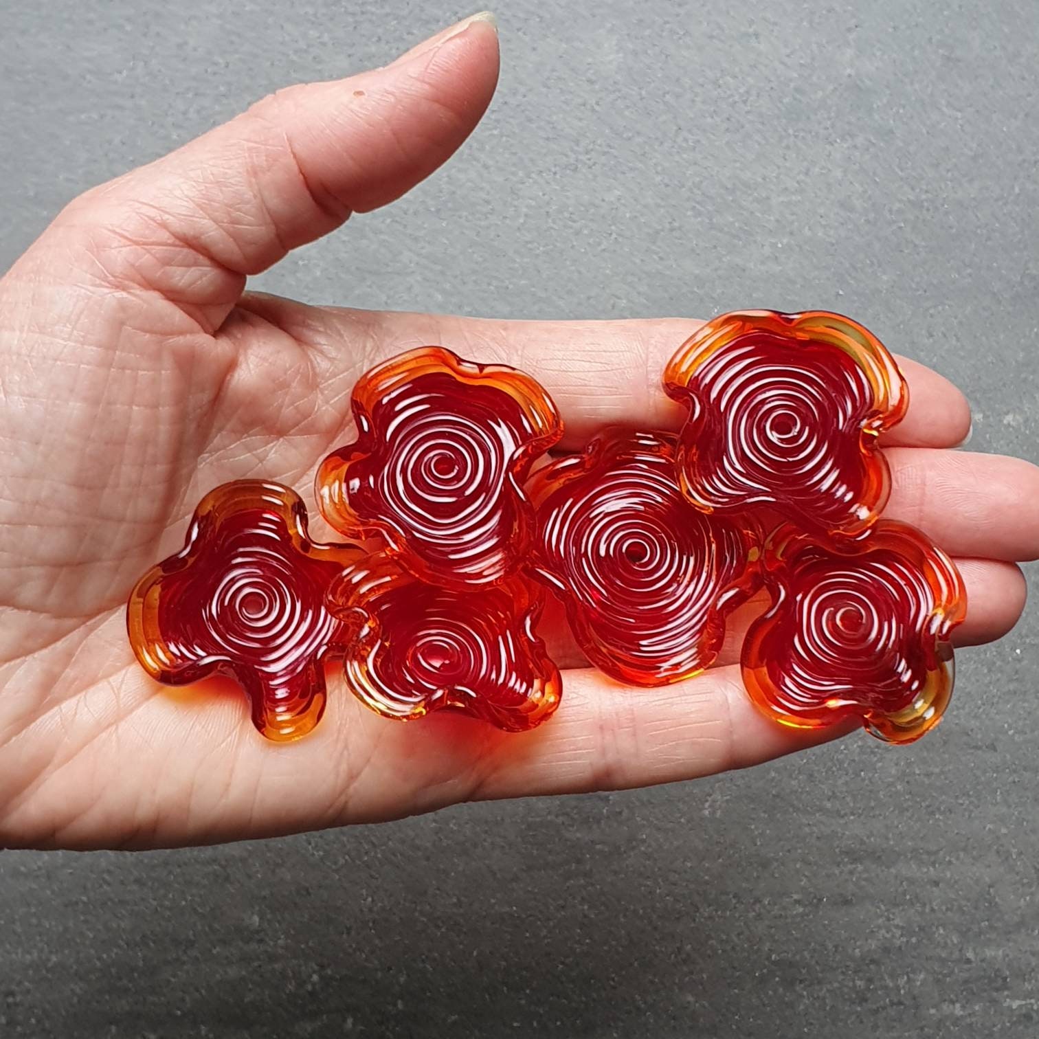 Turquoise and Amber Sculptural Glass Discs | Handmade Lampwork Glass ...