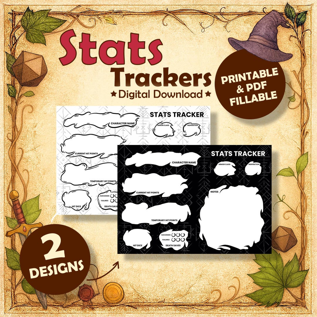 Dnd 5e Stats Tracker | Printable & Fillable PDF | Player Reference ...