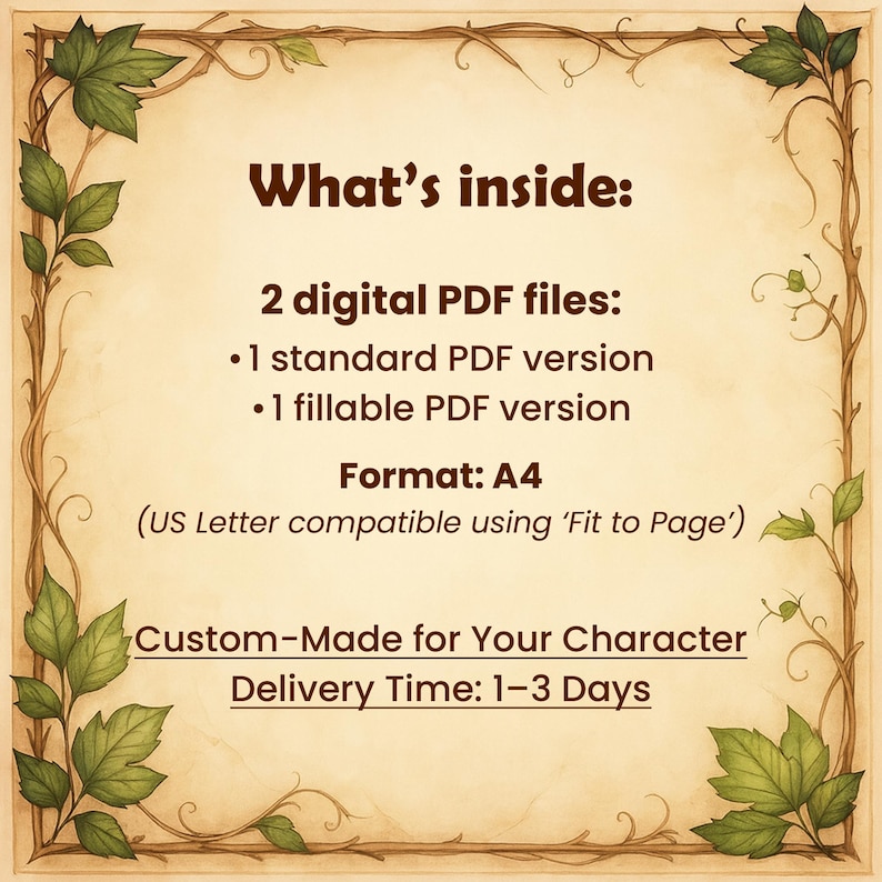 Custom Personalized Character Sheet | Dnd 5e Printable & Fillable PDF ...