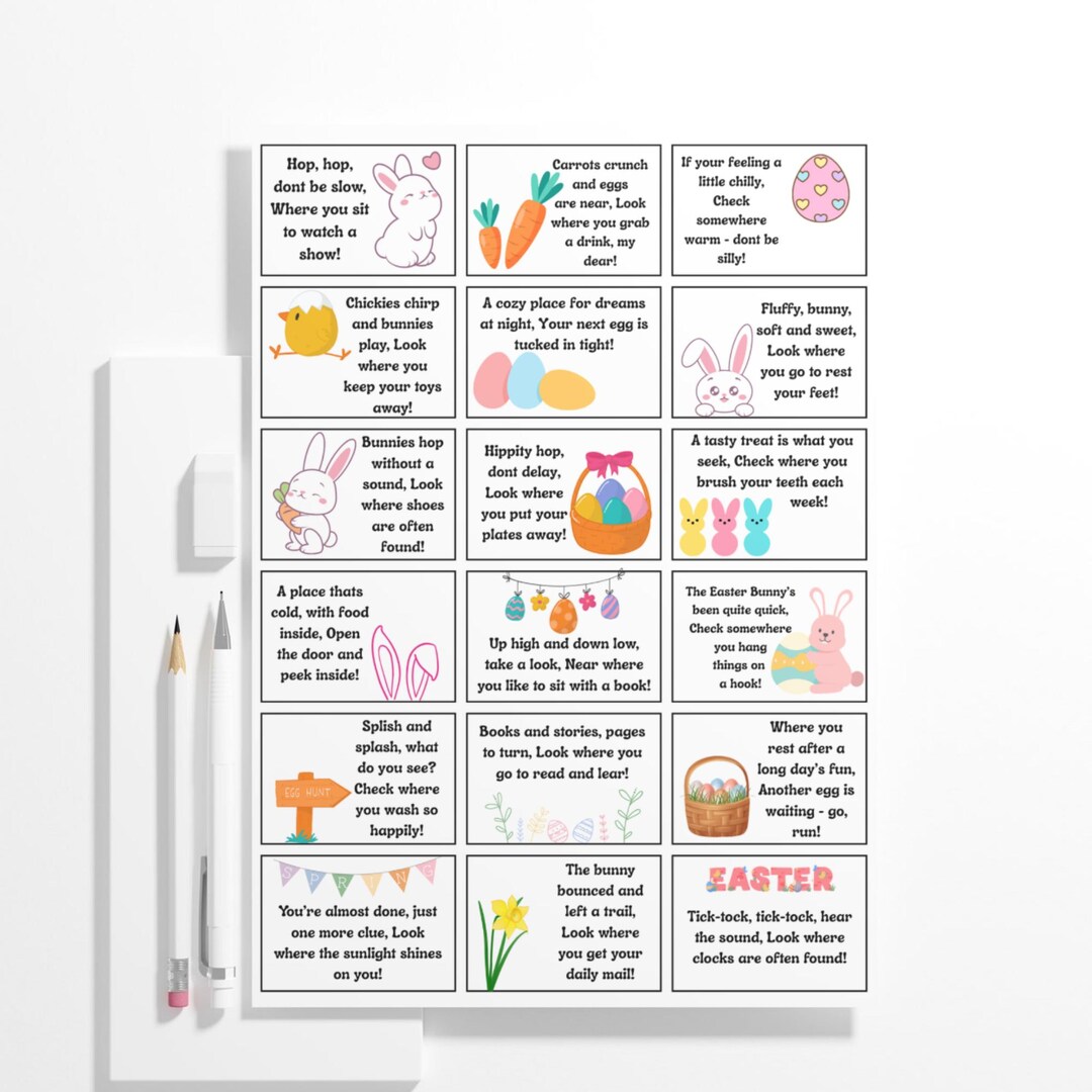 Editable Easter Egg Hunt Game | Kids Scavenger Hunt Clues (8x11 ...