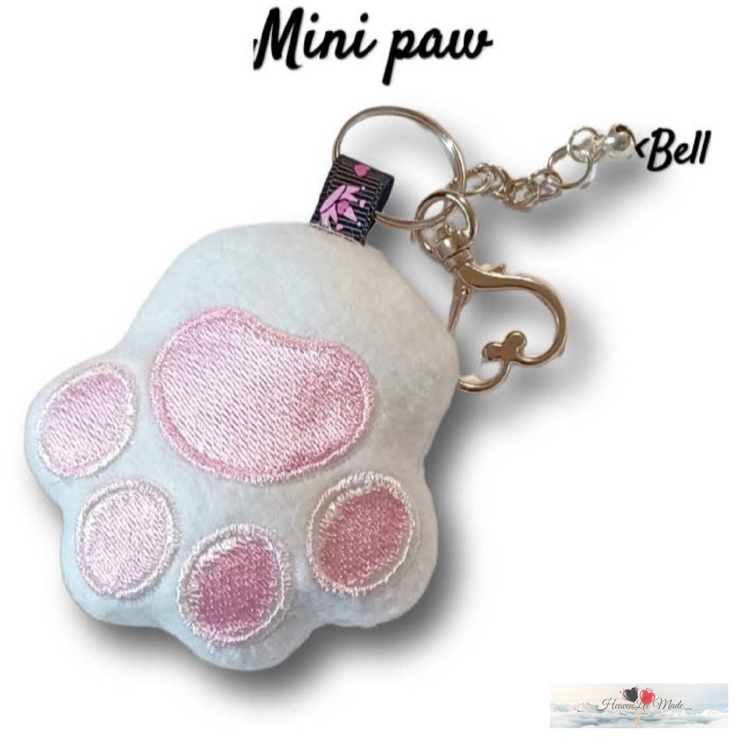 White Felt Cat Paw With Pink Toe Beans Key/bag/zipper Charm - Etsy