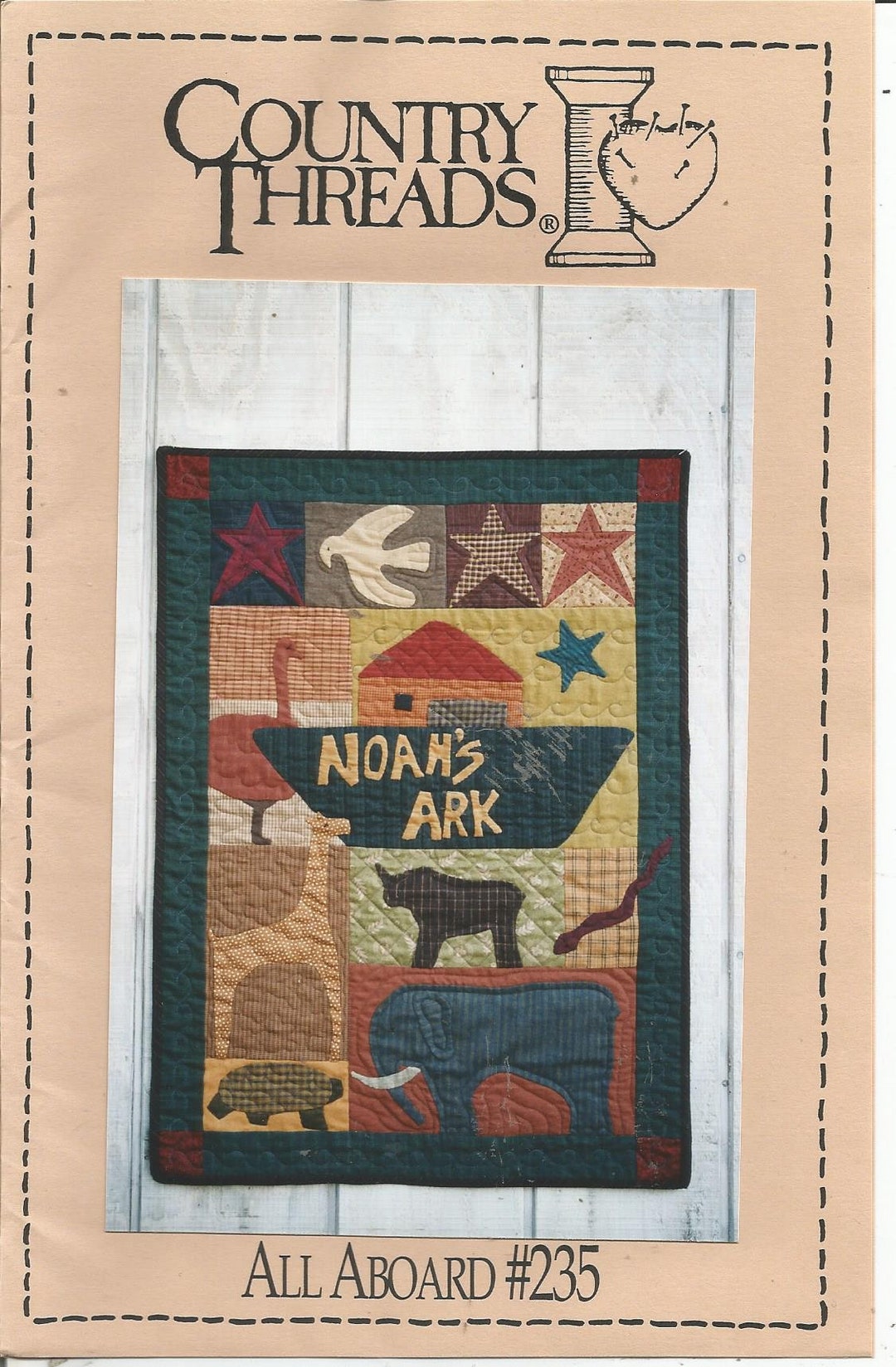 All Aboard Noah's Ark Wall Quilt Pattern 22 X 32 Country Threads Uncut ...