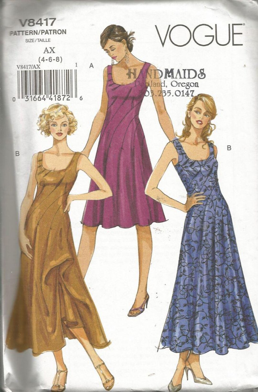 Vogue Pattern 8417 Misses' Sexy Flared Dress Diagonal Seams Size 4-8 ...
