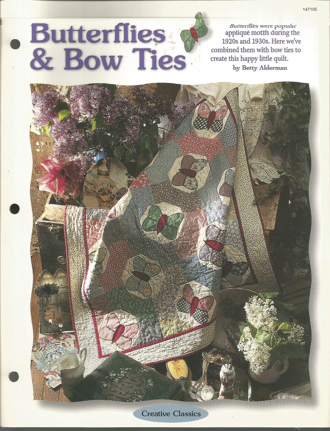 Butterflies & Bow Ties Quilt Pattern Wall Quilt 36 X 36 Alderman - Etsy