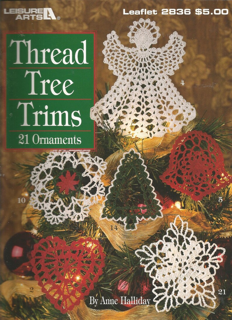 Crochet Patterns Thread Tree Trims Leaflet ~ 21 Ornament Designs Anne ...