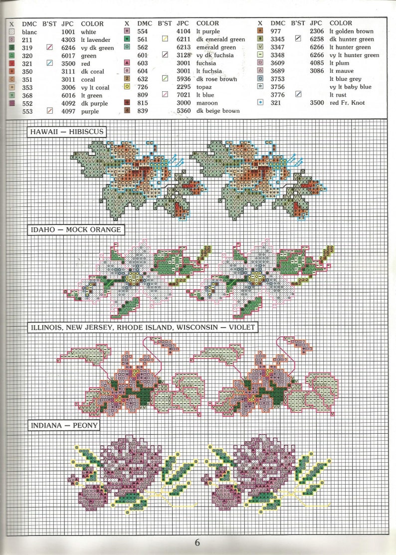 State Flower Borders Cross Stitch Leaflet by Leisure Arts Jorja ...