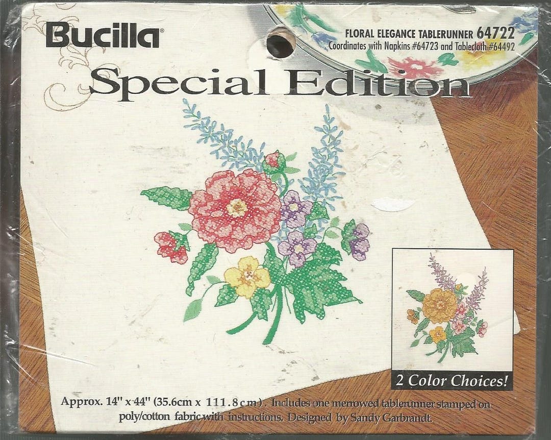 Bucilla Special Edition Tablerunner Cross Stich Kit 64722 Floral ...