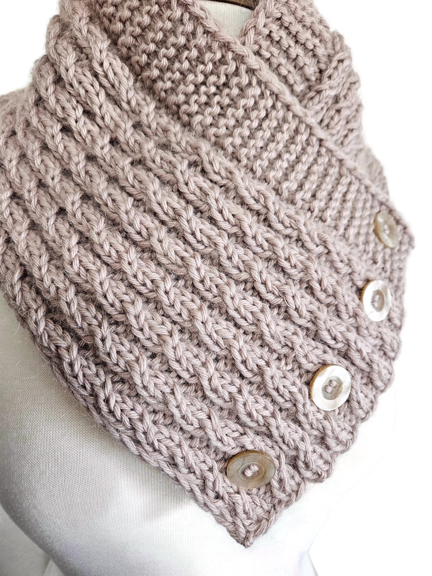 Button Neck Cowl Knitting Pattern for Men or Women, Advanced Beginner ...