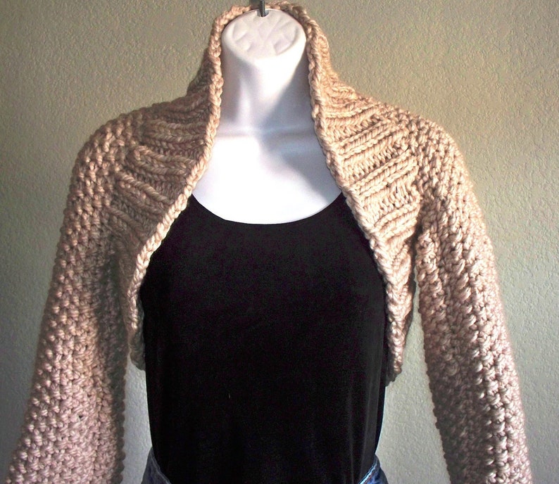 Plus Size Chunky Long Sleeve Shrug PDF KNITTING PATTERN - Etsy