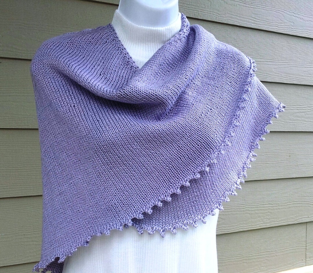 Picot Edge Shawl Knitting Pattern: Beginner Triangle Wrap (PDF Pattern ...